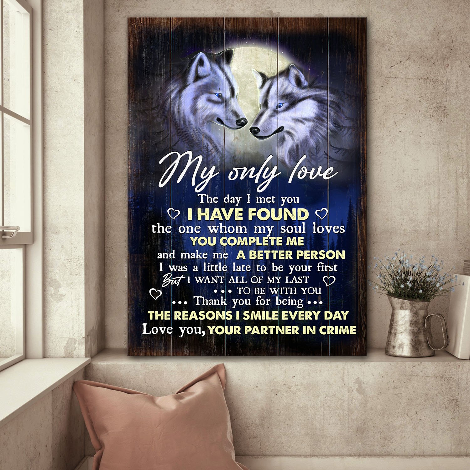Wolf couple - Love you, your partner in crime - Couple Portrait Canvas ...