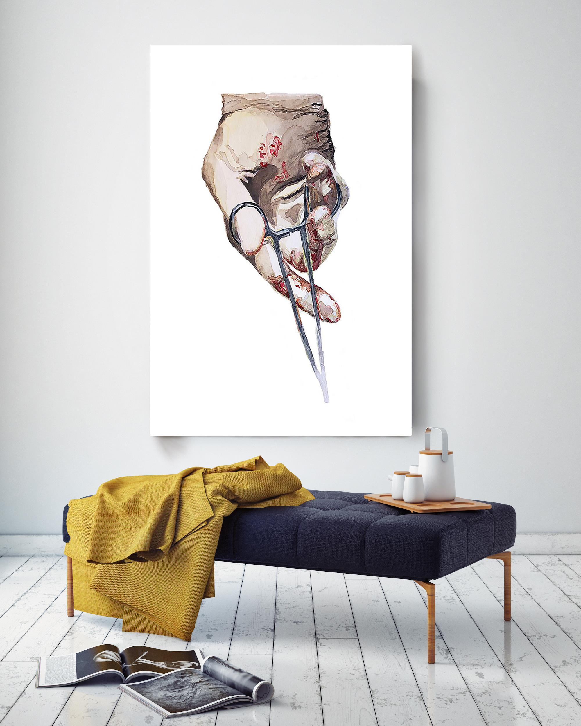 Surgeon Watercolor Hands Surgery Cut Fifts Wall Art Surgeon Wall Art ...