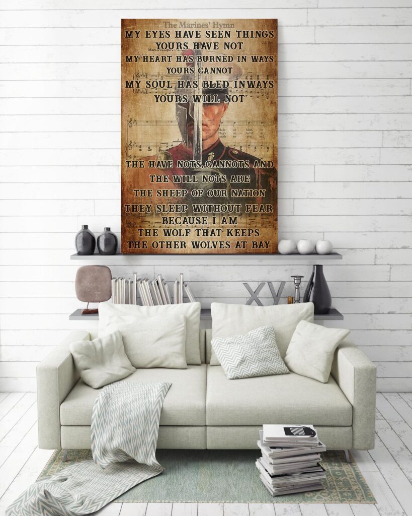 The Marines' Hymn Lyrics Song Wall Art Motivation Gift For Soldier ...