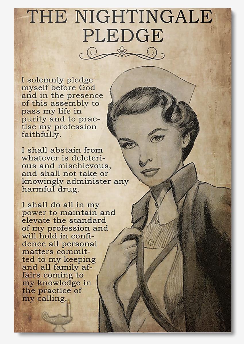 Vintage Nurse The Nightingale Pledge Nurse Life Wall Art Nurse's Day ...