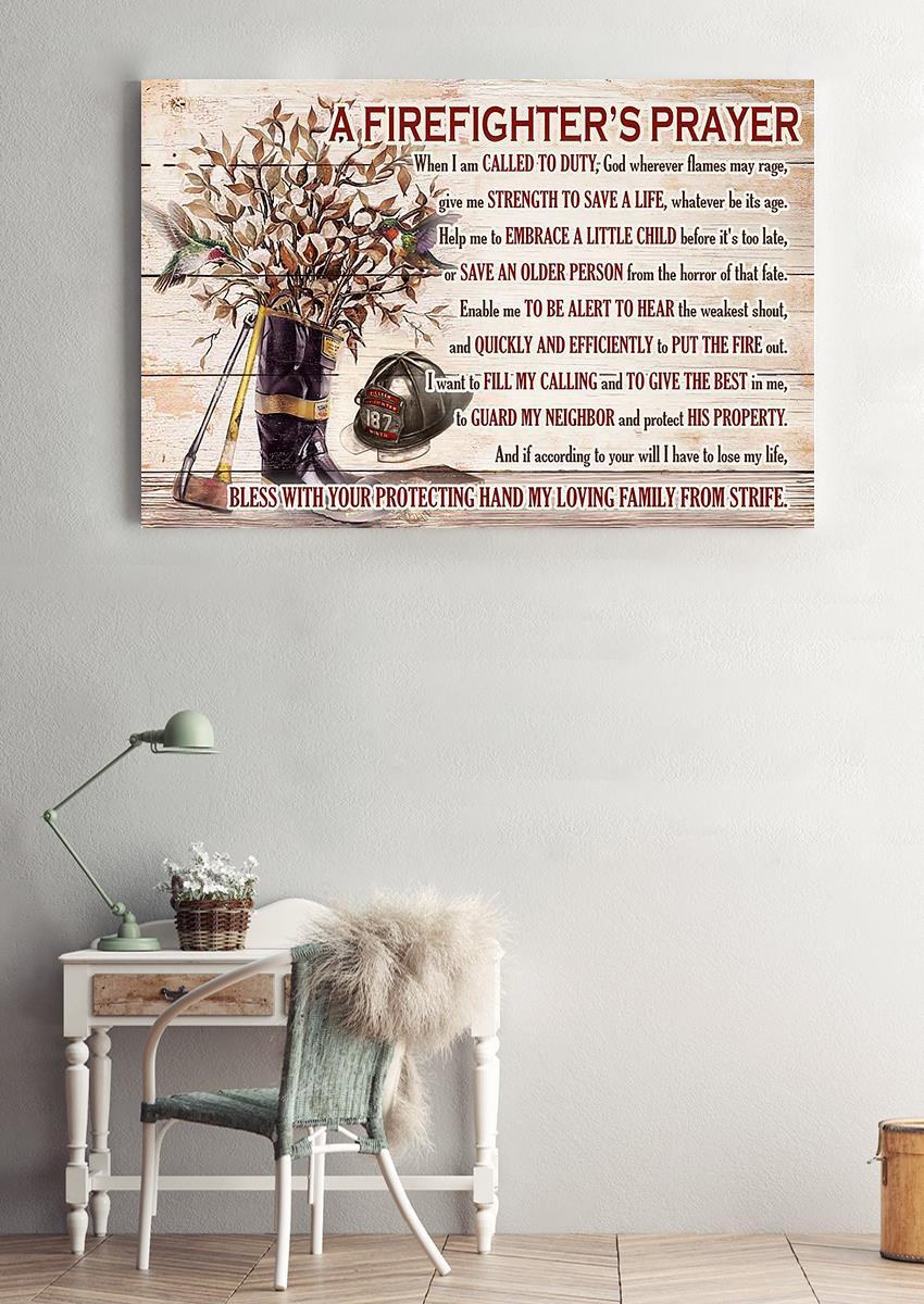 Firefighter's Prayer Motivation Quote Wall Art Gift For Fireman Fire ...