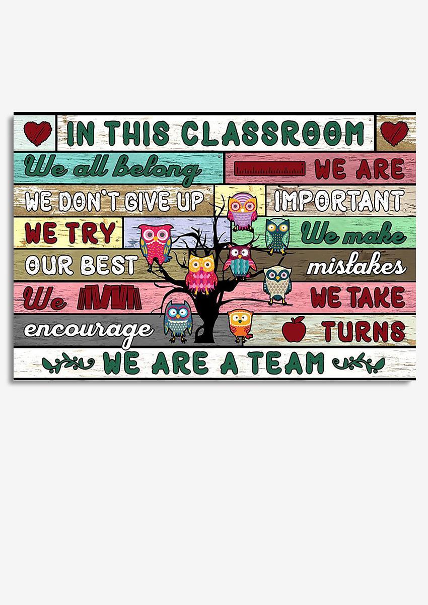 In This Classroom We're A Team Motivation Quote Wall Art For School ...
