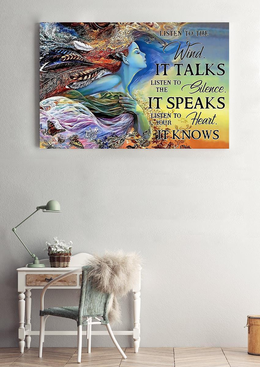 Listen To The Wind Inspiration Quote Wall Art Gift For Hippie Girl ...