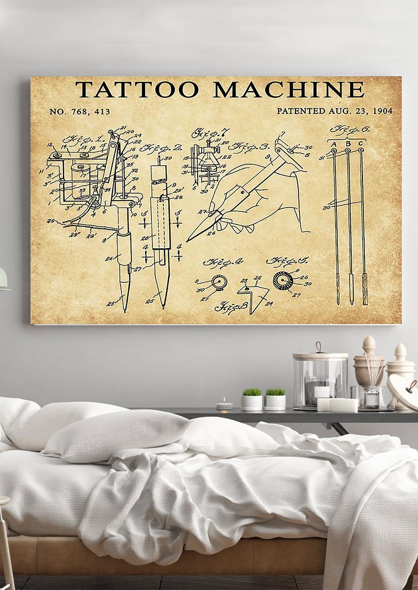 Tattoo Machine Blueprint Knowledge Wall Art For Tattoo Shop Decor ...