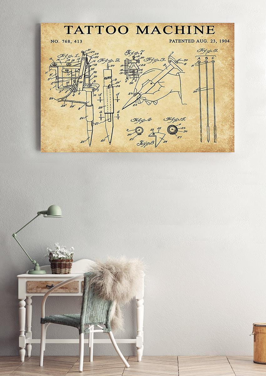 Tattoo Machine Blueprint Knowledge Wall Art For Tattoo Shop Decor ...