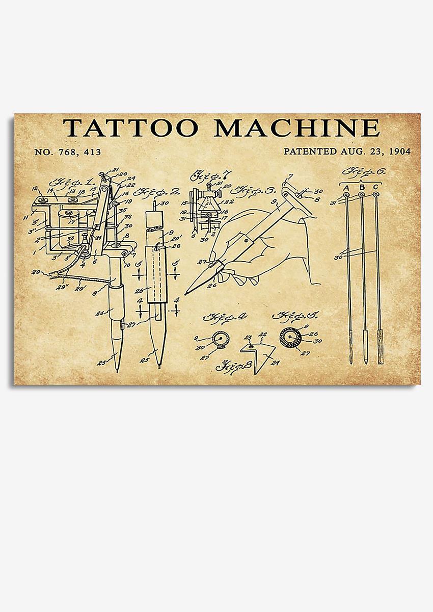 Tattoo Machine Blueprint Knowledge Wall Art For Tattoo Shop Decor ...