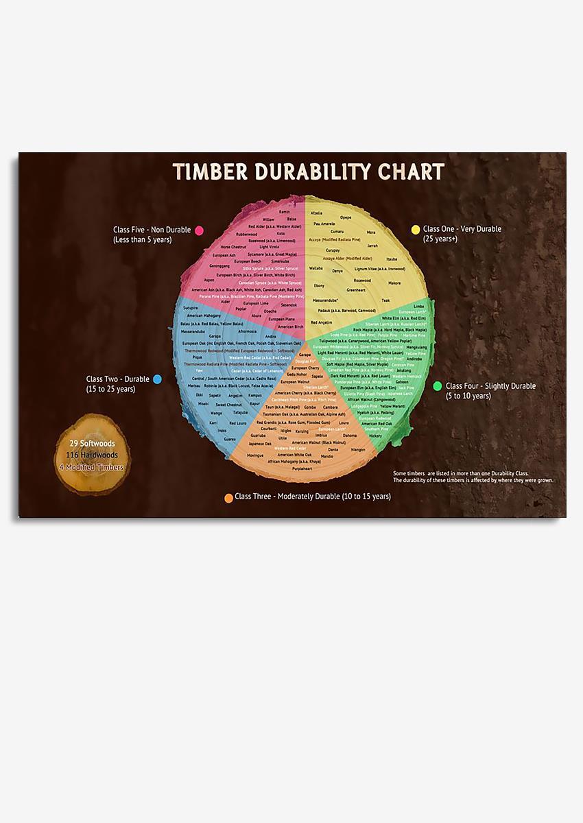 Timber Durability Circle Chart Wood Knowledge Wall Art Gift For ...