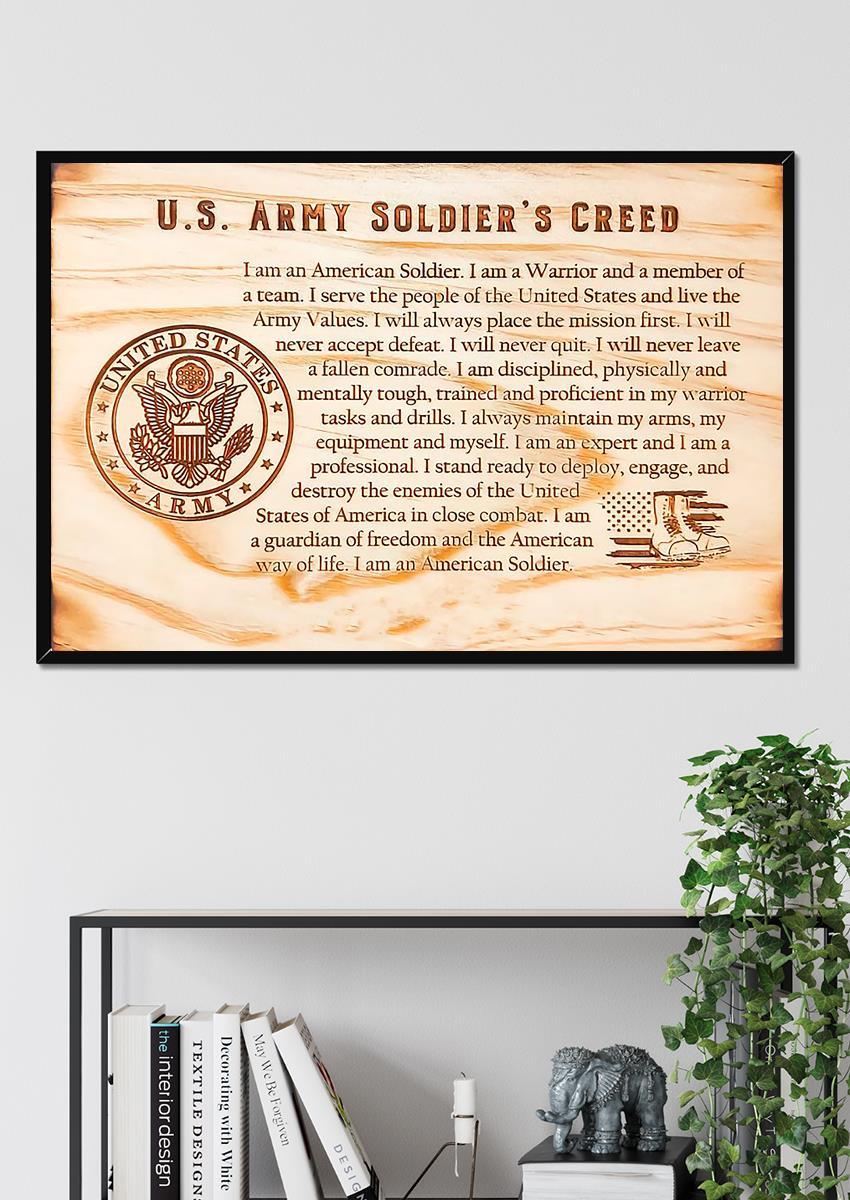 Us Army Soldier's Creed Inspiration Quote Wall Art Gift For Fighter ...