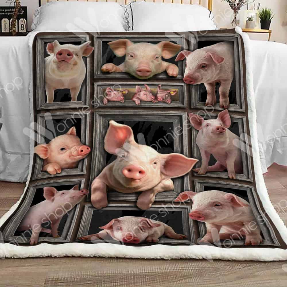 Pig Fleece Blanket Sherpa Blanket - The Daisy Shop