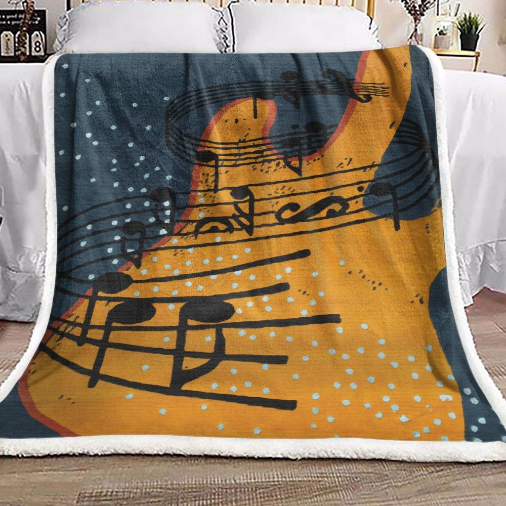 Guitar And Music Note Fleece Blanket Sherpa Blanket - The Daisy Shop