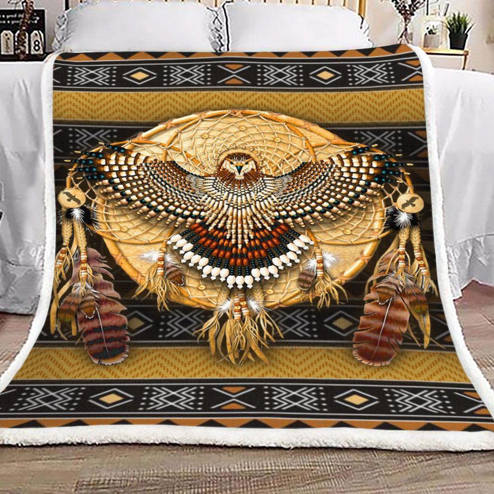 Native American Red Tail Hawk Dreamcatcher Fleece Blanket Sherpa ...